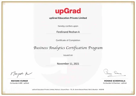 Portfolio - Ferdinand Roshan A | Codebasics