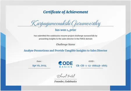 Portfolio - Karpagameenakshi G | Codebasics