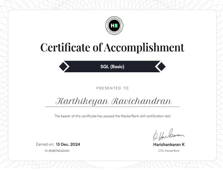 Portfolio - KARTHIKEYAN RAVICHANDRAN | Codebasics