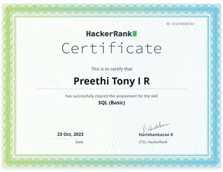 Portfolio - Preethi Tony I R | Codebasics