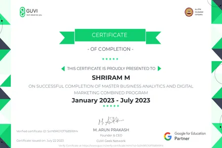 Portfolio - Hello, I am Shriram Muthukrishnan | Codebasics