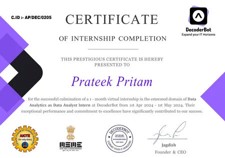Portfolio - Prateek Pritam | Codebasics