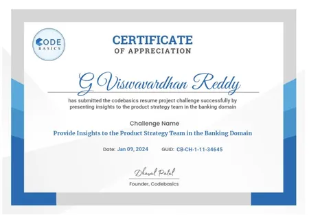 Portfolio - G Viswavardhan Reddy | Codebasics