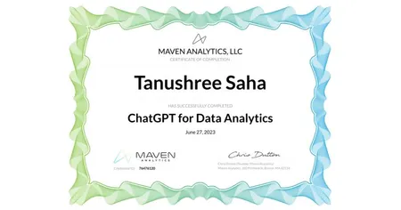 Portfolio - Tanushree Saha | Codebasics